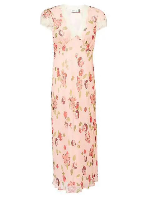 Rixo Clarice Floral-print Chiffon Midi Dress - Kimmie Floral Pink