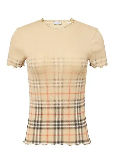 Burberry Stretch-cotton Gradient-check Top - Sand Ip Check