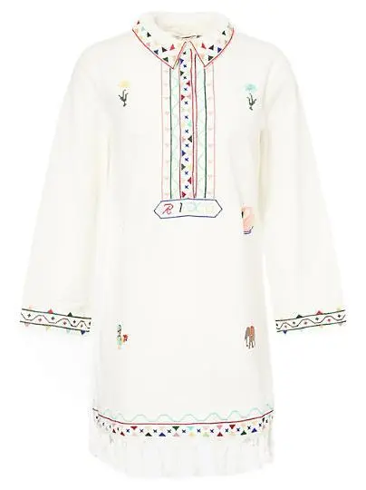 Rixo Astoria Embroidered Mini Dress - Wildling Embrdy Cream