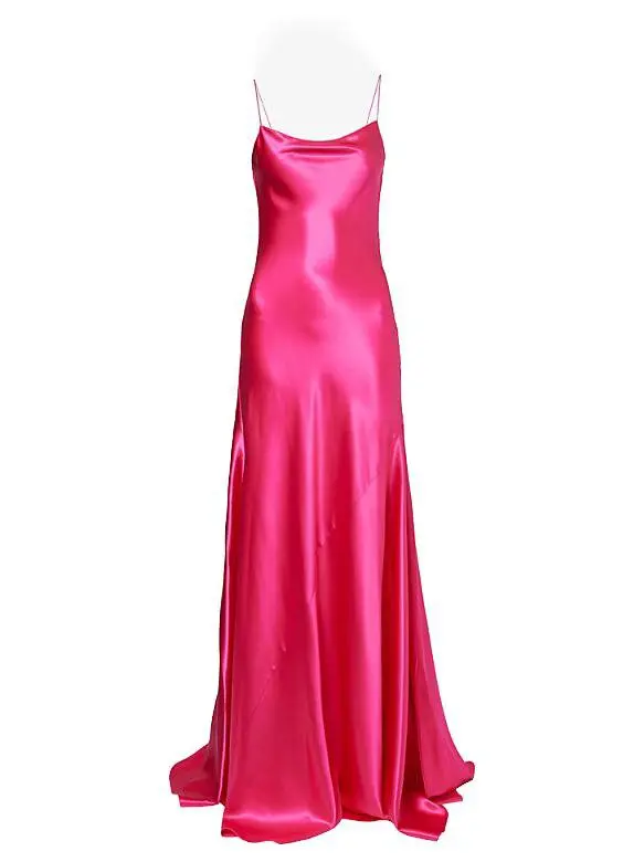 Alaïa Flared Silk Slip Dress - Rose Vif