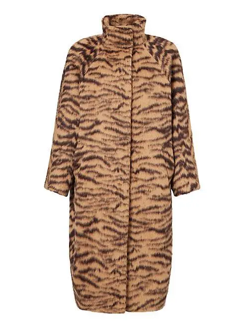 Alaïa Tiger-pattern Jacquard Coat - Noir Caramel