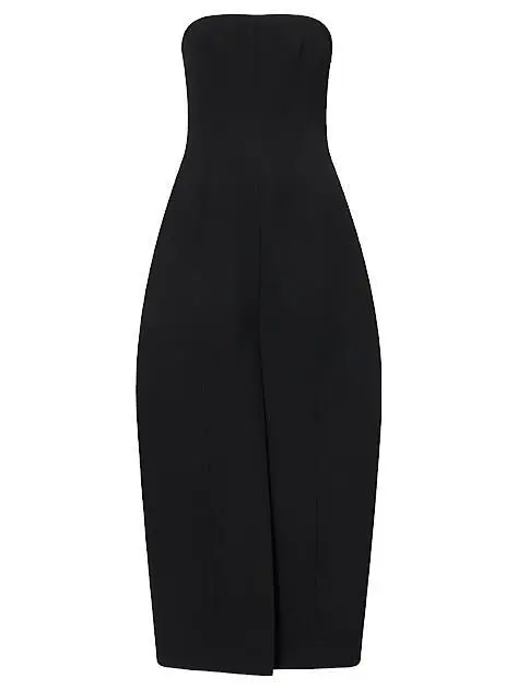 Alaïa Strapless Wool Midi Dress - Noir