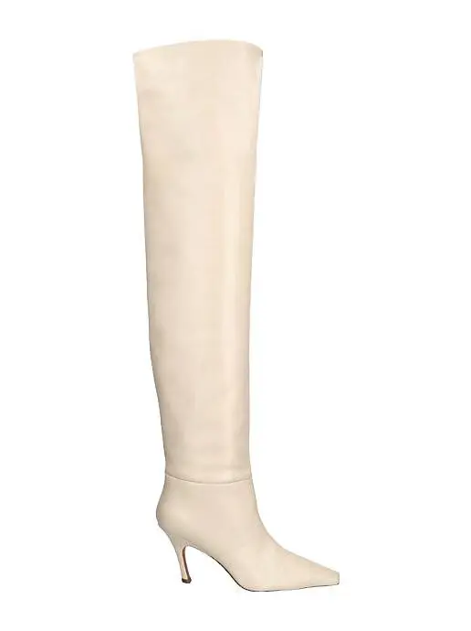 Amina Muaddi Jamie 80 Leather Thigh-high Boots - Bone