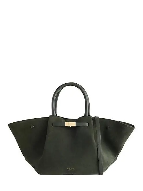DEMELLIER New York Midi Leather Tote Bag - Moss Green/moss Grn