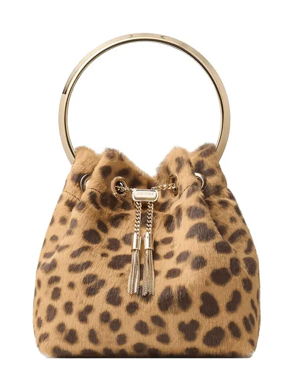 JIMMY CHOO Bon Bon Leopard Print Pony Bag - Natural/light Gold