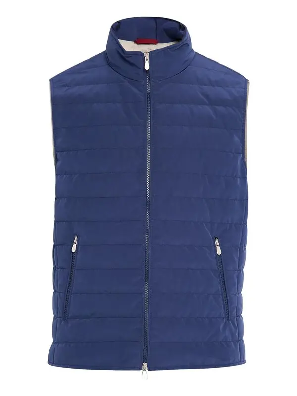 Brunello Cucinelli Bonded Nylon Down Vest - Cwg01 Blue