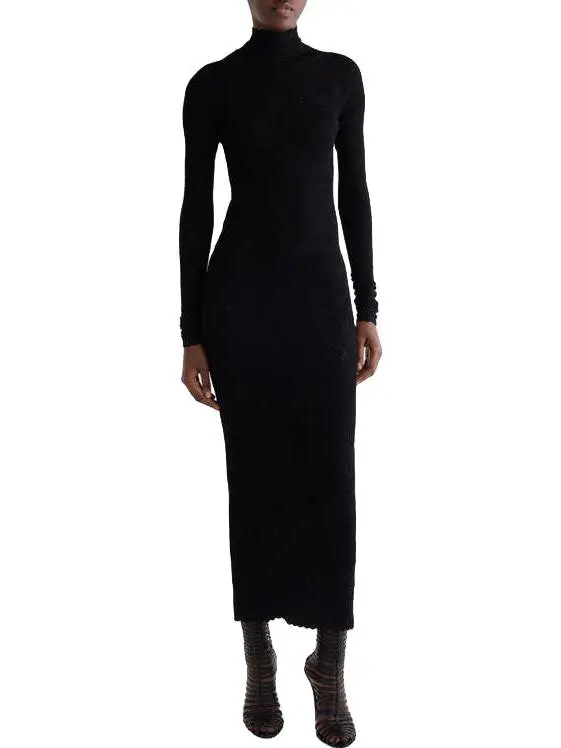 Givenchy Long Sleeve Open Back Sweater Dress - Black