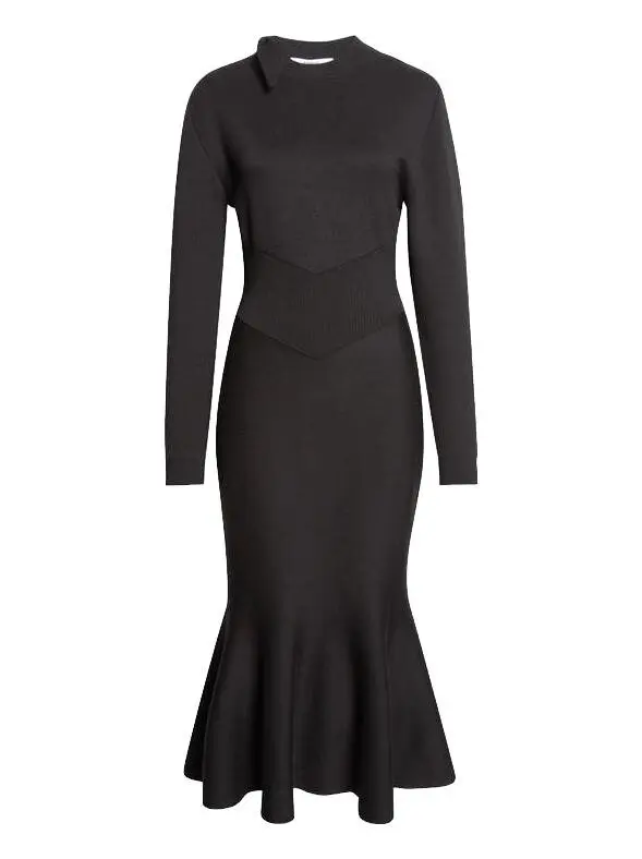 Givenchy Long Sleeve Bow Trumpet Sweater Dress - Black