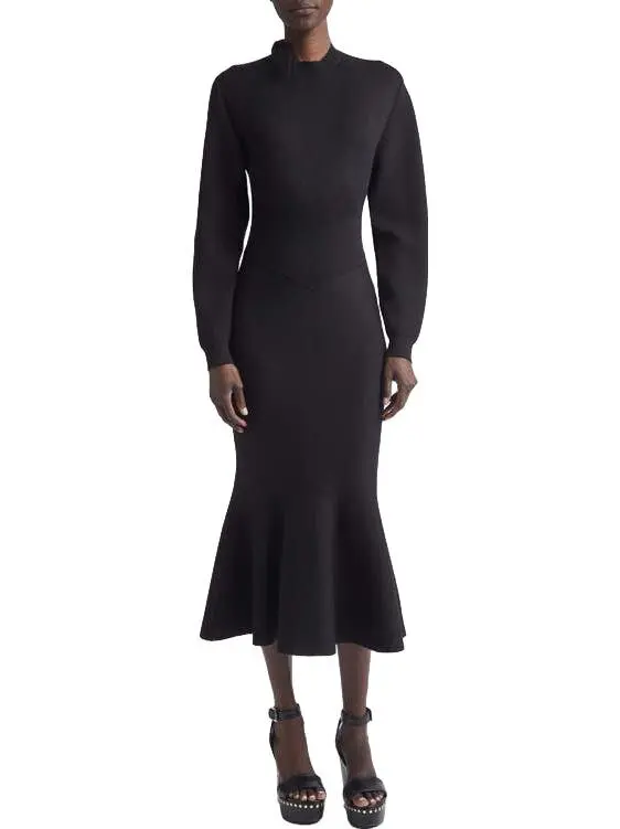 Givenchy Long Sleeve Bow Trumpet Sweater Dress - Black