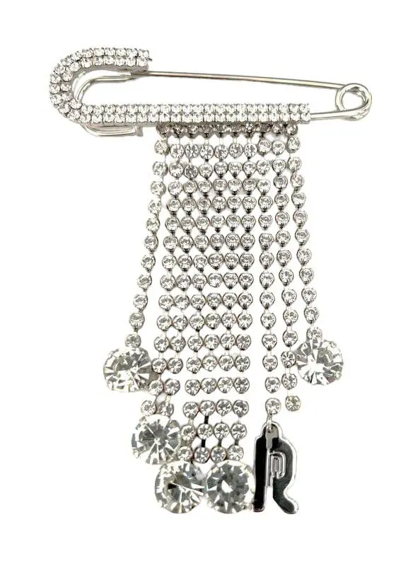 Rabanne Crystal-embellished Safety Pin Bag Charm - Silver/crystal
