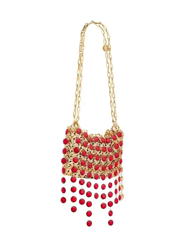 Rabanne 1969 Crystal Embellished Shoulder Bag - Gold/ruby Red
