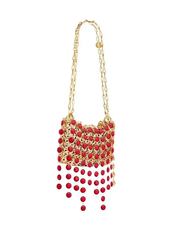 Rabanne 1969 Crystal Embellished Shoulder Bag - Gold/ruby Red