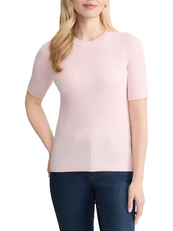 Jones New York Sutton Crewneck Short Sleeve Sweater - Petal Pink