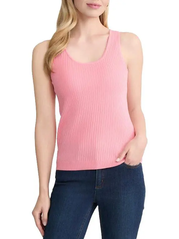 Jones New York Scoop Neck Ribbed Tank - Coral Canyon