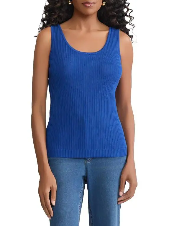 Jones New York Scoop Neck Ribbed Tank - Sapphire