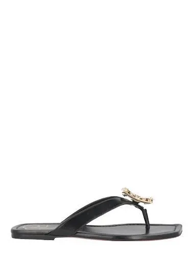 ROGER VIVIER Leather Thong Sandals With Appliqués And Crystals - Black