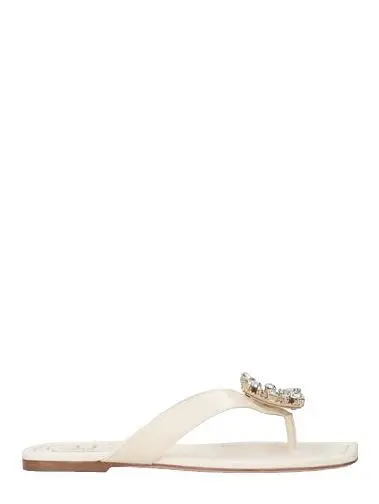 ROGER VIVIER Leather Thong Sandals With Appliqués And Crystals - White