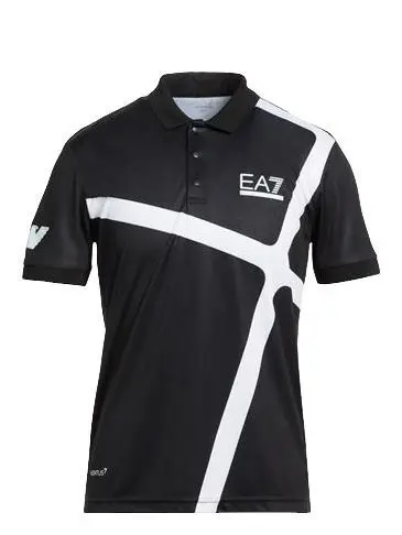 EA7 Polo Shirt Size Polyester, Elastane - Black