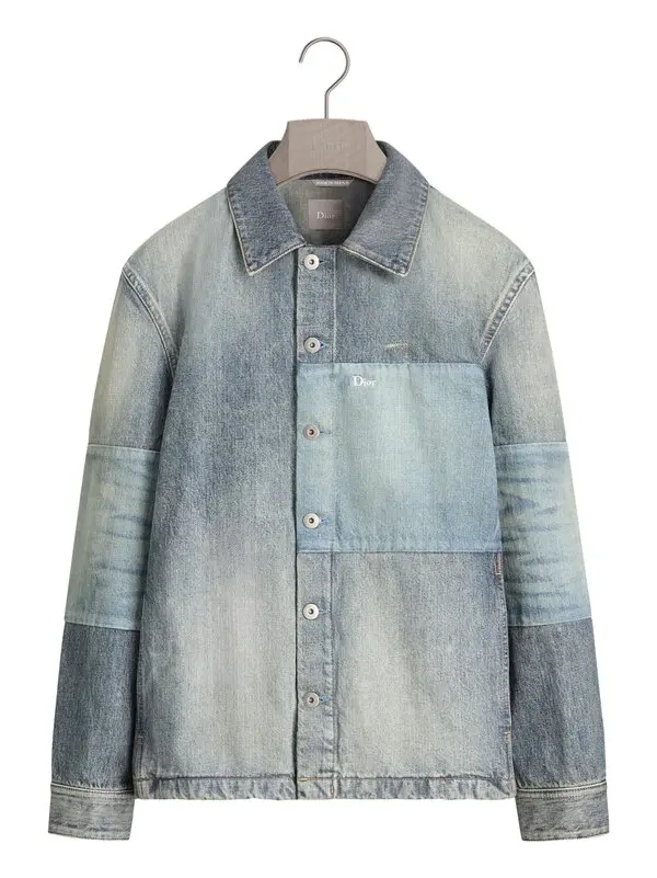 Dior Overshirt With Patchwork Effect - Blue Cotton Twill