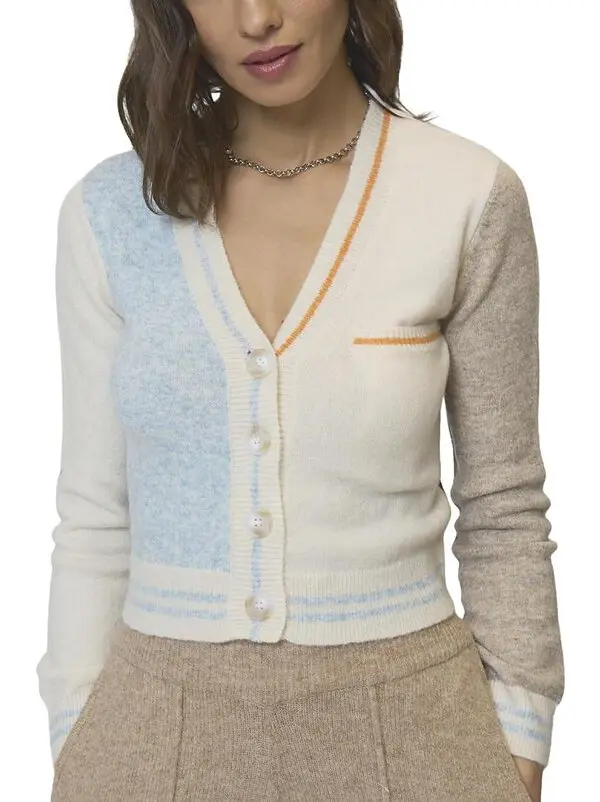 Central Park West Colorblocked Cardigan - Ivory Multicolor