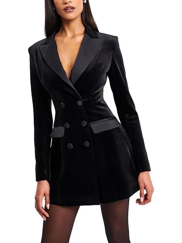 MISS CIRCLE Calista Velvet Blazer Mini Dress - Black