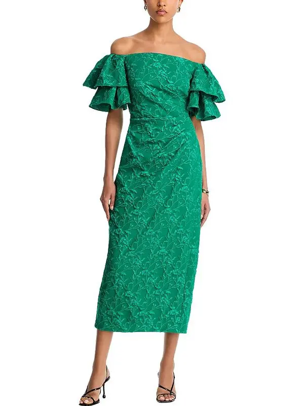 Eliza J Off-the-shoulder Midi Dress - Jade
