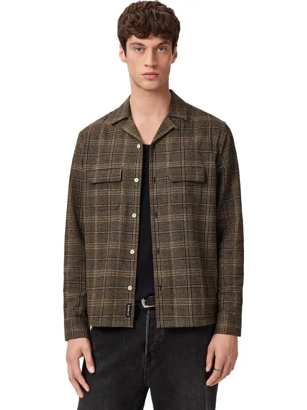 ALLSAINTS Saru Relaxed Check Shirt - Black/brown