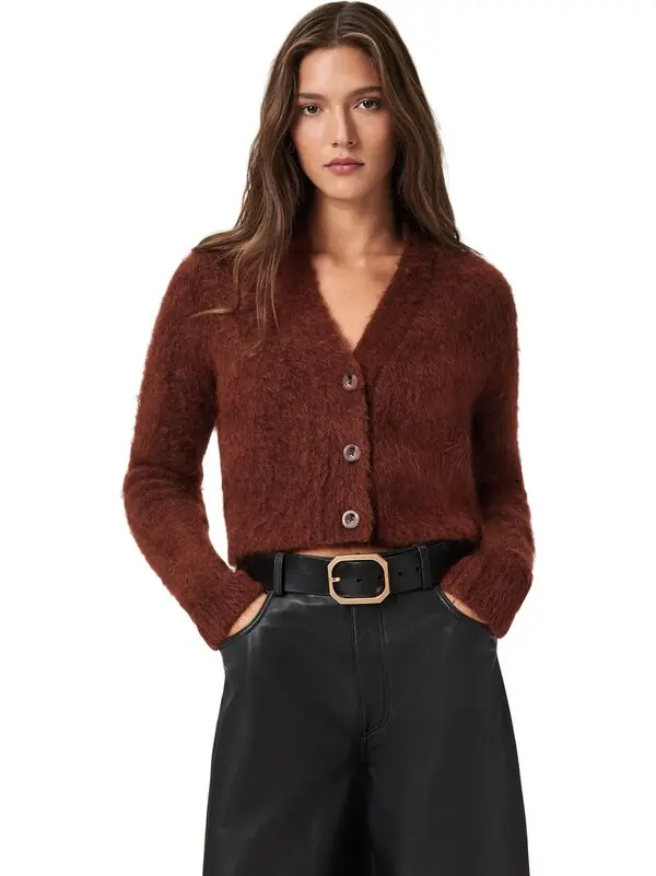 ALLSAINTS Rubi Wick Cropped Cardigan - Brown