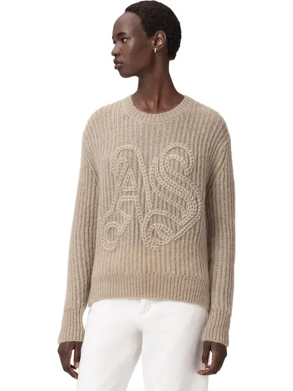 ALLSAINTS Chain Embroidered Pullover - Barley White