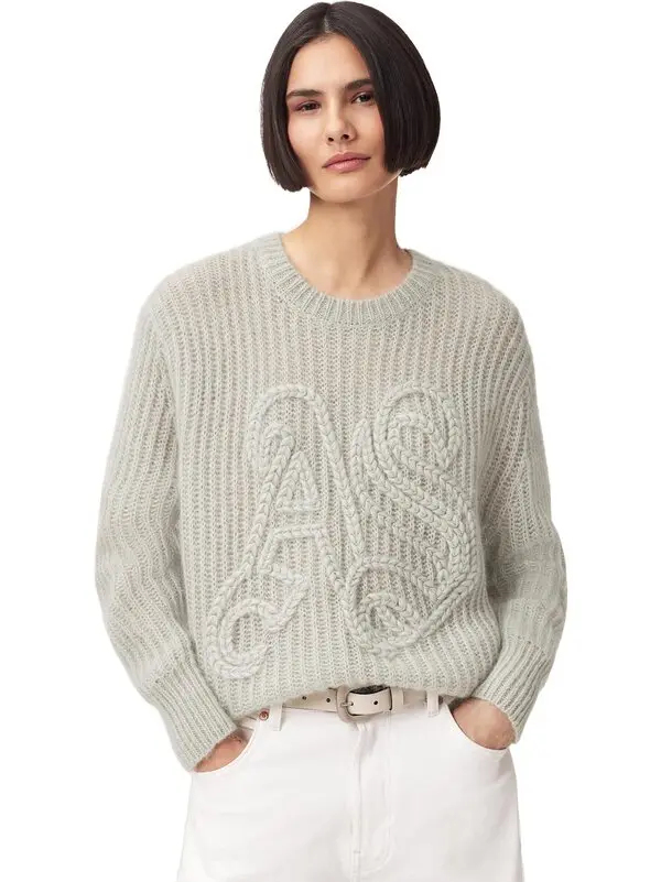ALLSAINTS Chain Embroidered Pullover - Pale Laurel Green