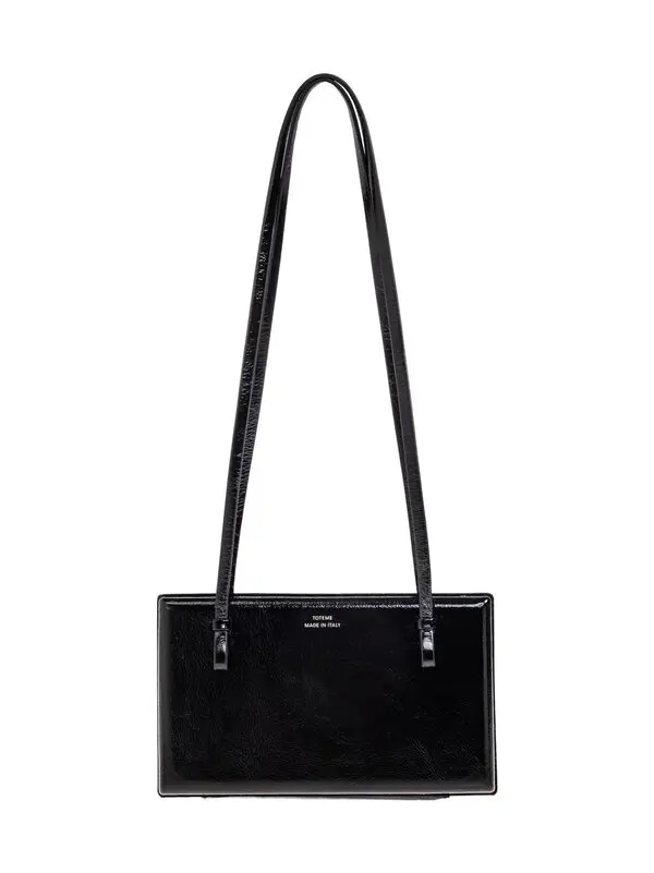 TOTEME Leather Shoulder Bag With Logo - Black