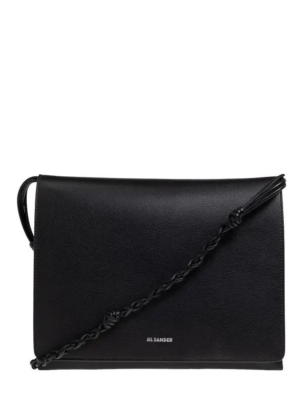 JIL SANDER Tangle Flat Medium Shoulder Bag - Black