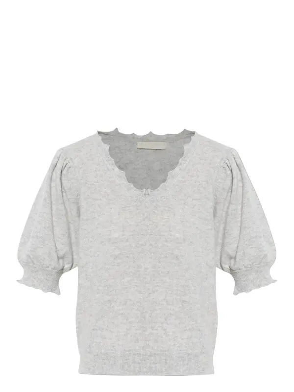 Ulla Johnson Cashmere Top With Shell Trim - Grey
