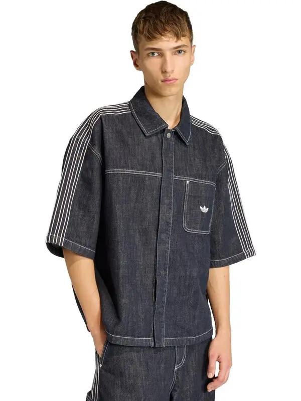 Adidas Originals Denim Short Sleeve Work Shirt - Indigo Denim