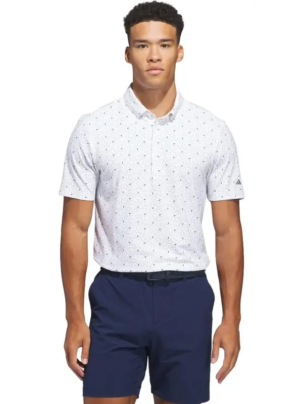 Adidas Ultimate365+ Soft Print Polo Shirt - White / Wonder Sage