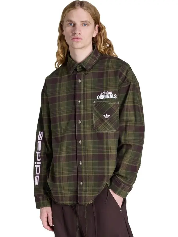 Adidas Originals Flannel Long Sleeve Work Shirt - Focus Olive