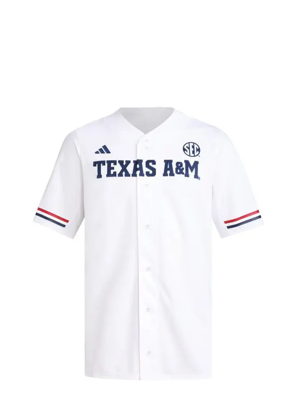 Adidas Texas A&m Full-button Jersey - White