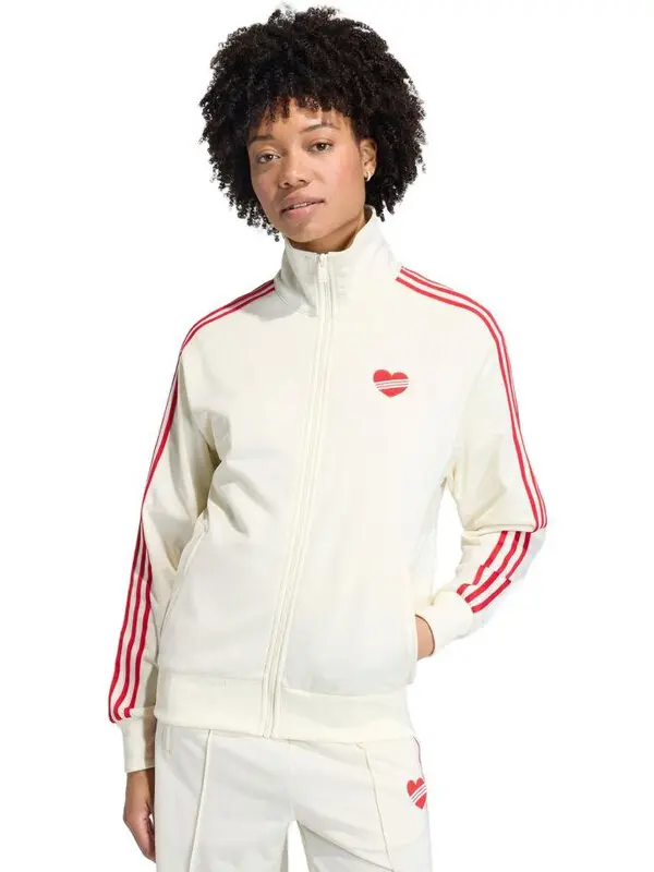 Adidas Firebird Loose Track Top - Cream White / Better Scarlet