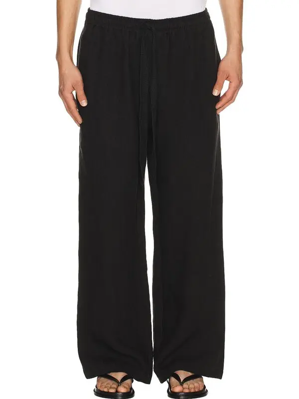 Commas Wide Leg Linen Trousers - Black