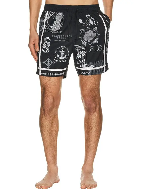 Agua Bendita Fredie Swim Trunks - Dark Navy & White