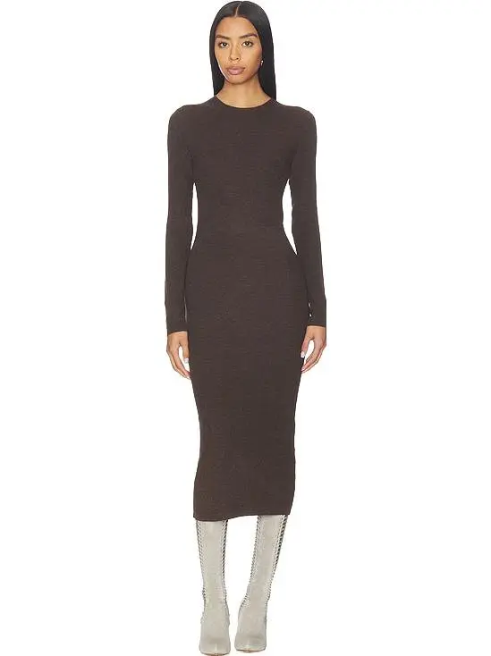 Fear Of God Ribbed Long Sleeve Dress - Brown