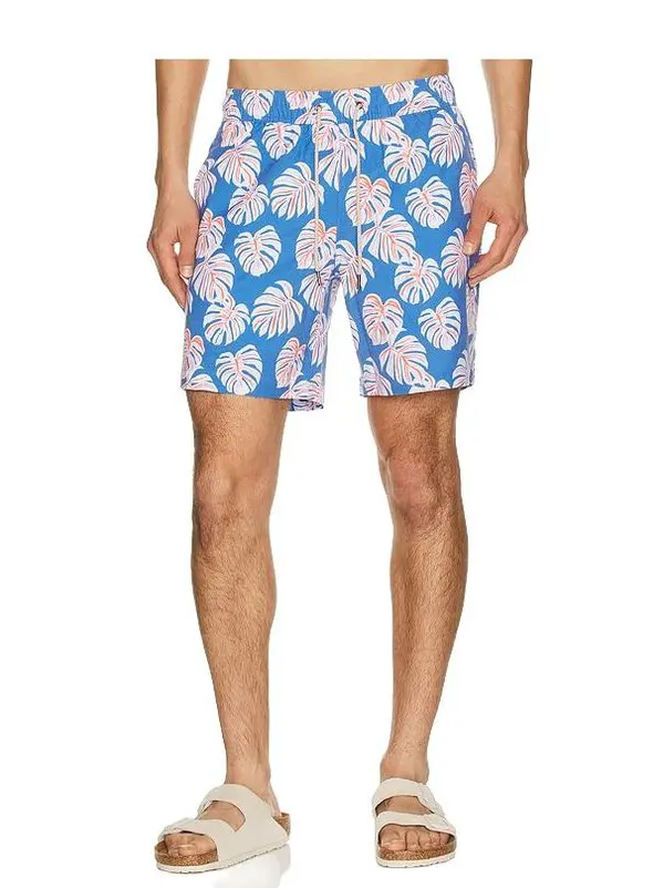 FAIR HARBOR Bayberry Swim Trunk - Malibu Blue Monstera