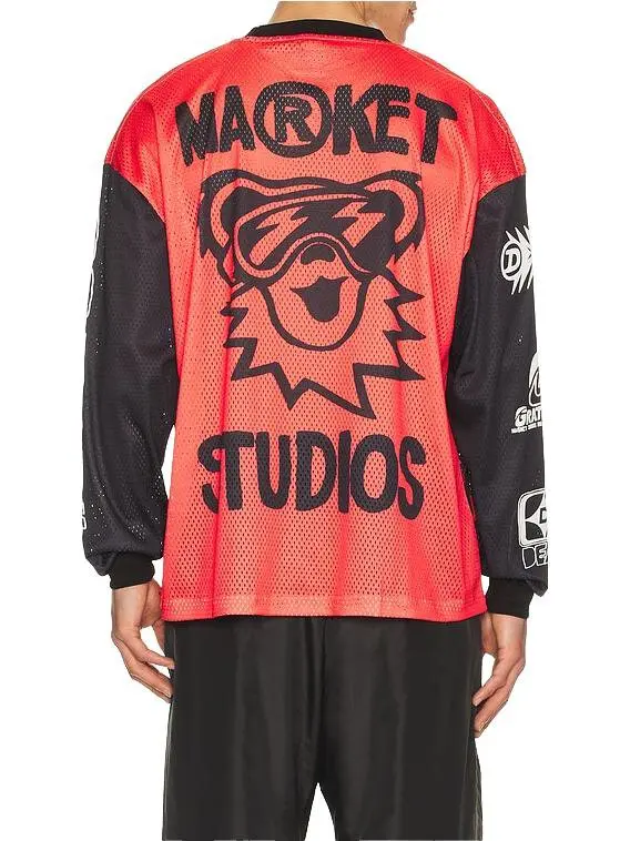 MARKET X Grateful Dead Moto Jersey - Red & Black
