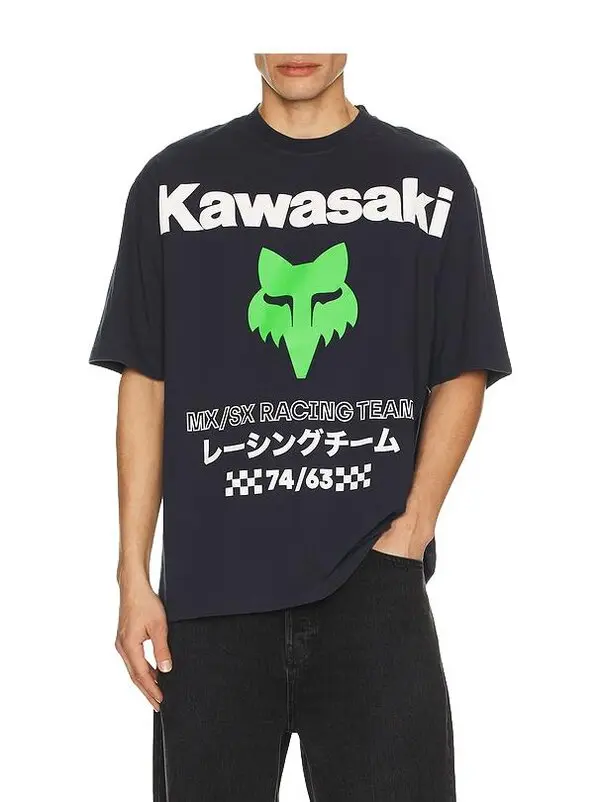 FOX RACING X Kawasaki Midweight Tee In Navy - Midnight