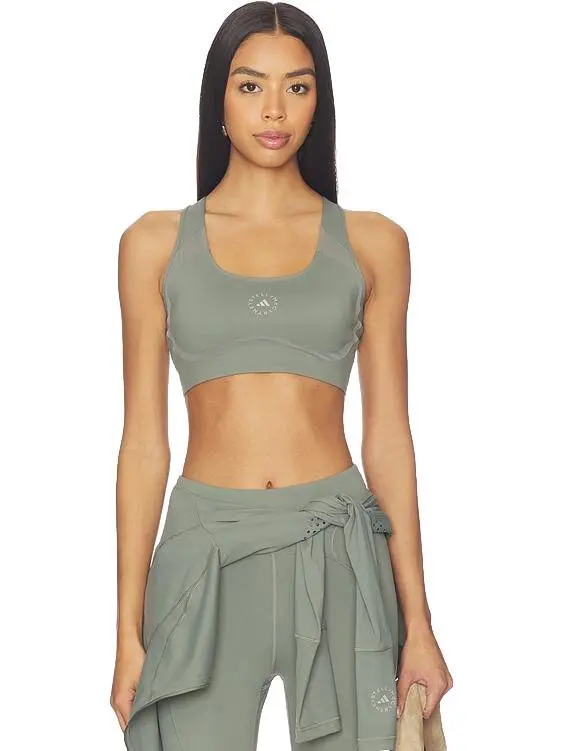 Adidas By Stella McCartney True Purpose Power Impact Training Bra In Sage - Stone Green