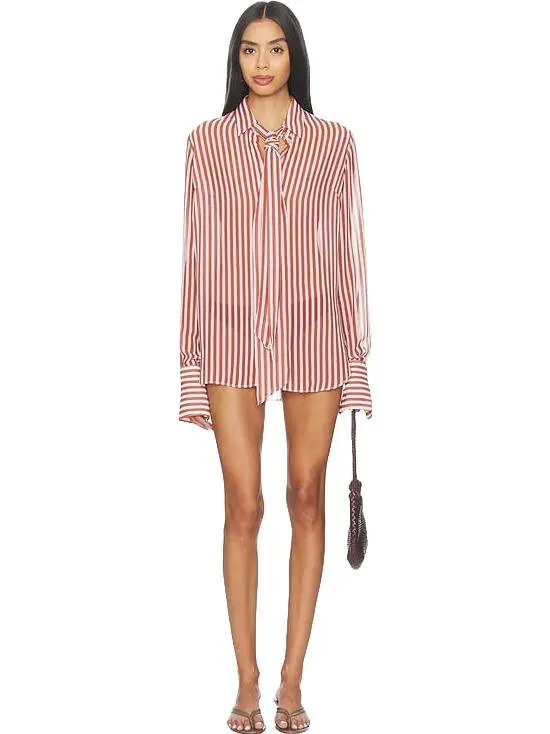 BANANHOT Bowie Shirt Dress - Russet Stripes