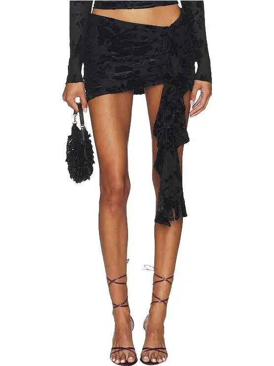 SNDYS Velera Frill Mini Skirt - Black Burnout