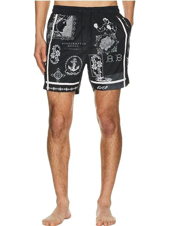 Agua Bendita Fredie Swim Trunks - Dark Navy & White
