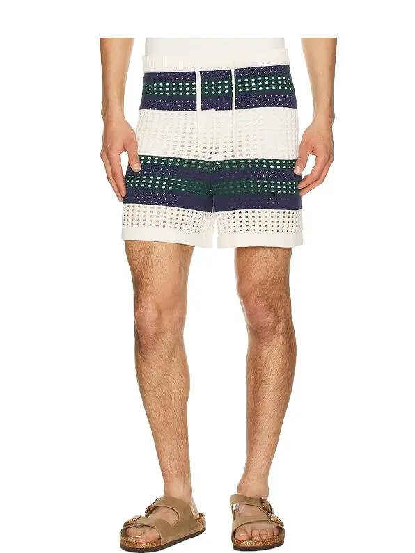Agua Bendita Maury Shorts - Blue  Green  & White Stripe