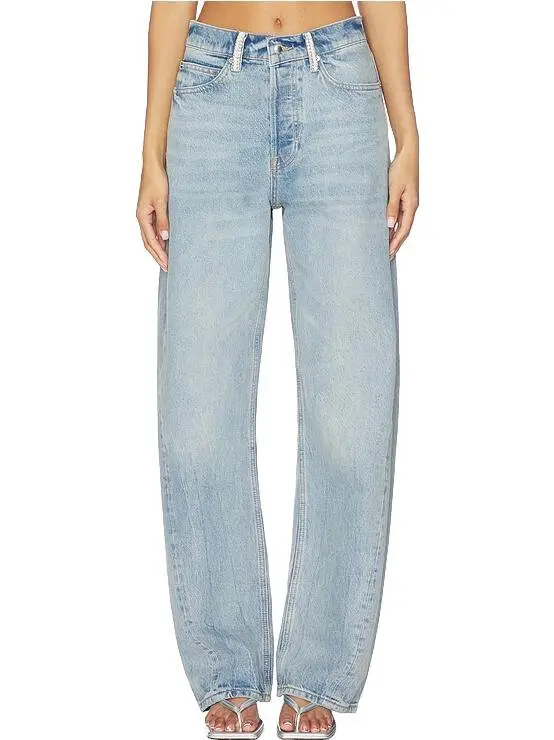 Alexander Wang Relaxed Straight Cut Jeans With Crystal Belt Loops - Vintage Bleach Blue